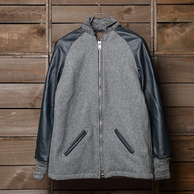 SKOOKUM 99305 ZIP RUGLAN SLEEVE(38 GREY/NAVY LEATHER): APPAREL ウェア・バッグ ...